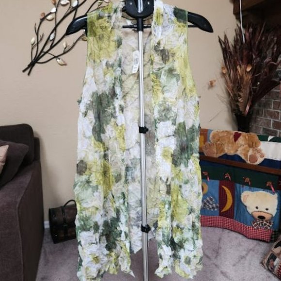 krazy kat | Tops | Nwt Krazy Kat Sheer Floral Cardigan Vest Open Front ...